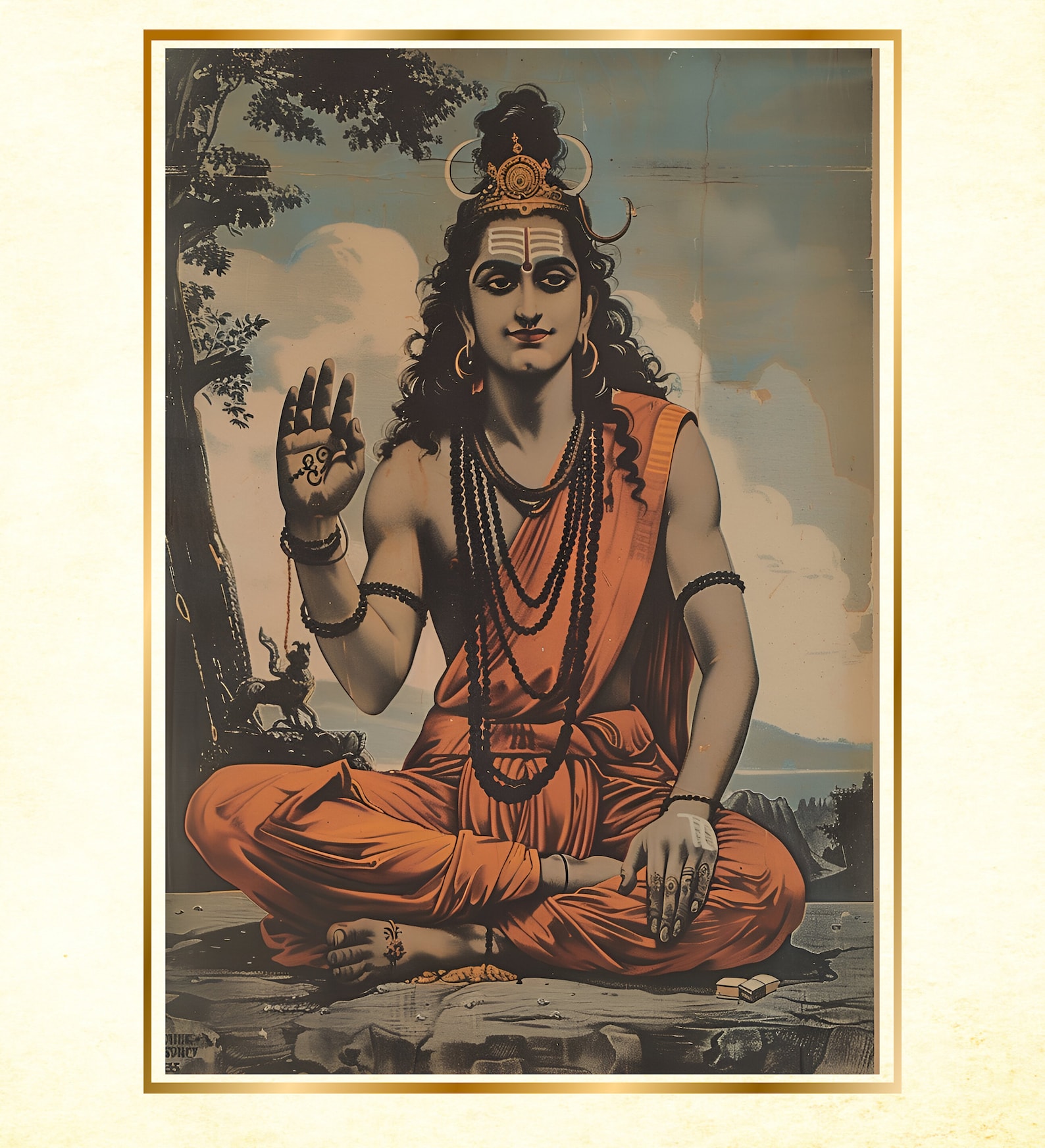 Hindu Religious Vintage Poster: Lord Shiva Meditating Solemn - Etsy
