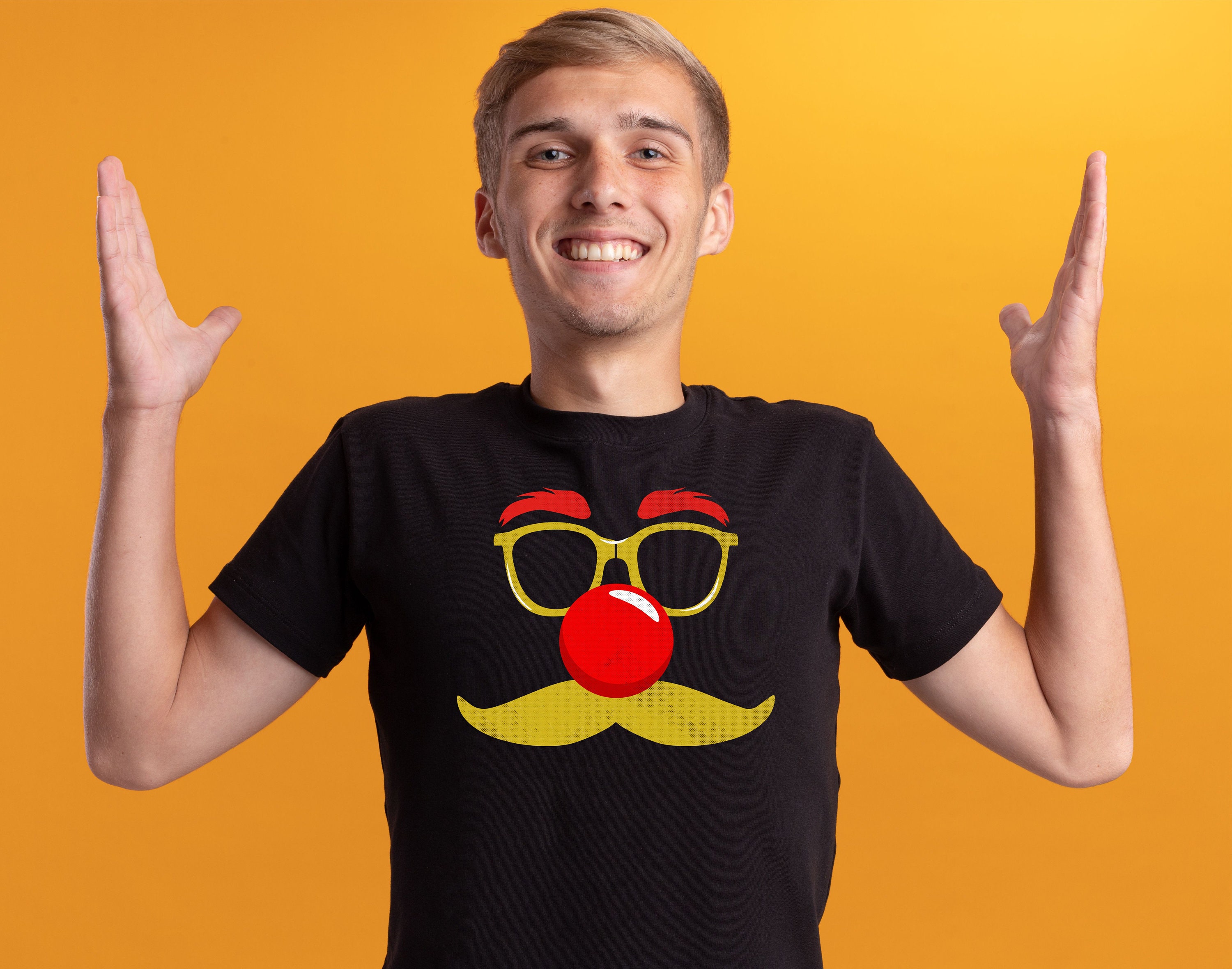 Red Nose Day 2024 Moustache Themed Novelty T-shirt, Man Comic Relief ...