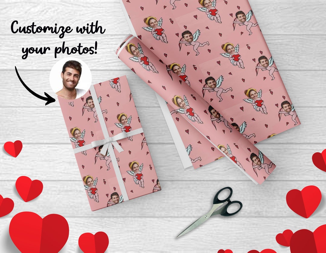 Personalized Cupid Couple Gift Wrapping Paper, Valentine Wrapping Paper ...
