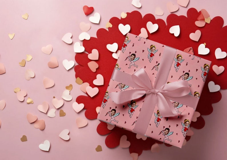 Personalized Cupid Couple Gift Wrapping Paper, Valentine Wrapping Paper ...