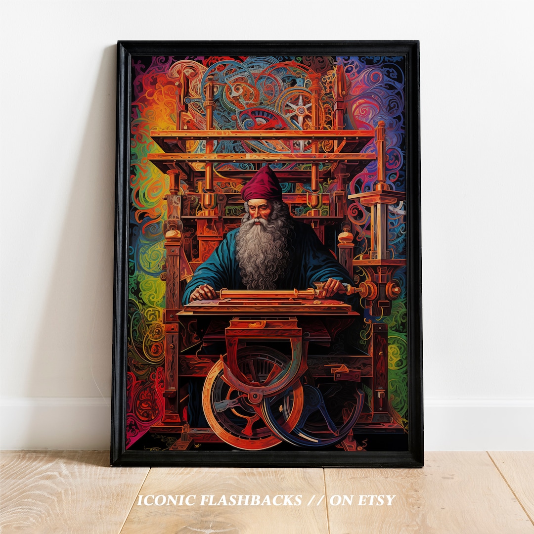 The First Printing Press, Johan Gutenberg, Historical Wall Art, Digital ...