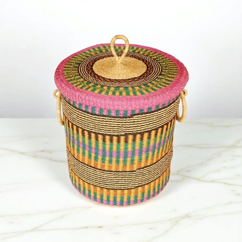 Wicker Colorful Basket - Etsy UK