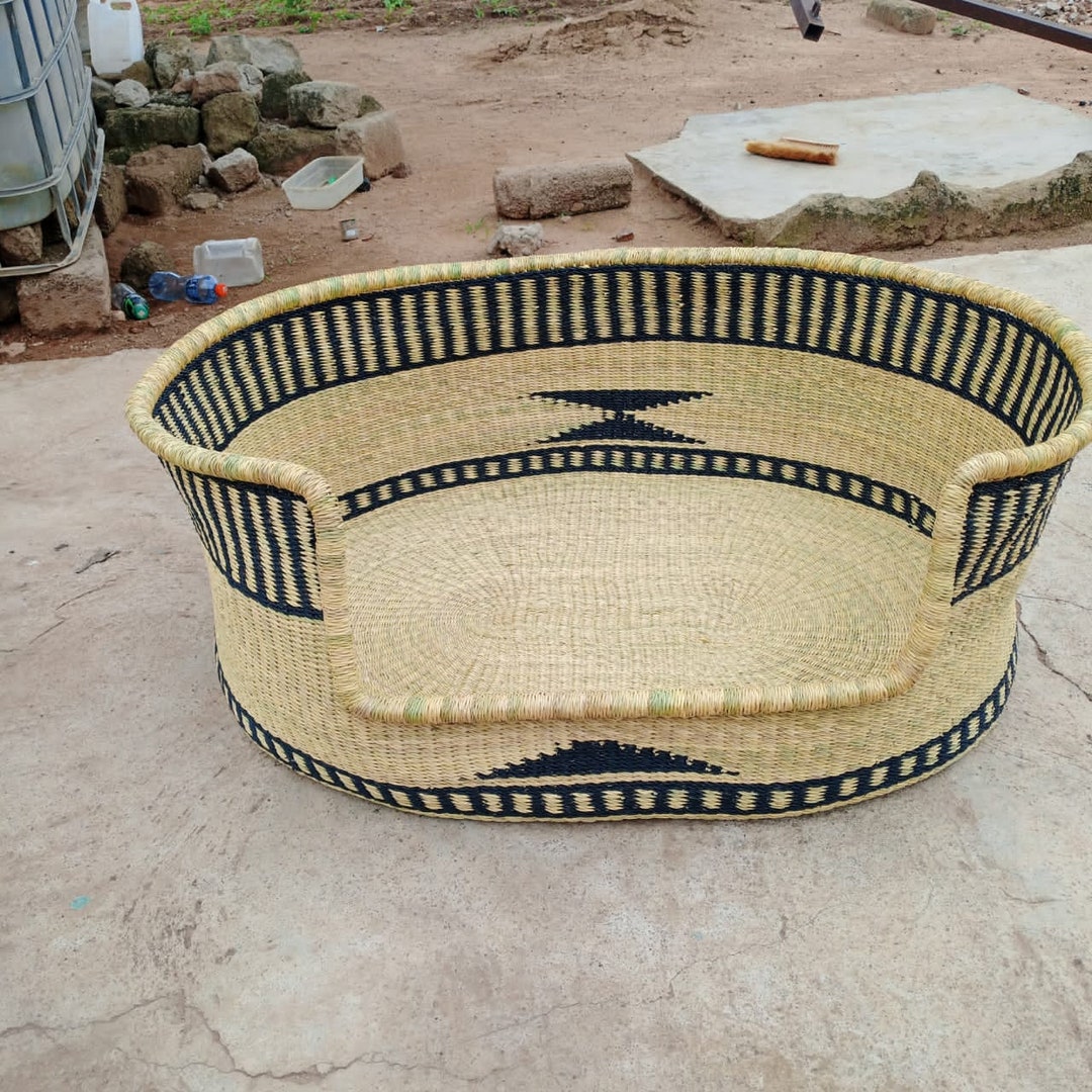 Woven Dog Basket Bed,bolga Basket for Dog,straw Dog Basket With Cushion ...