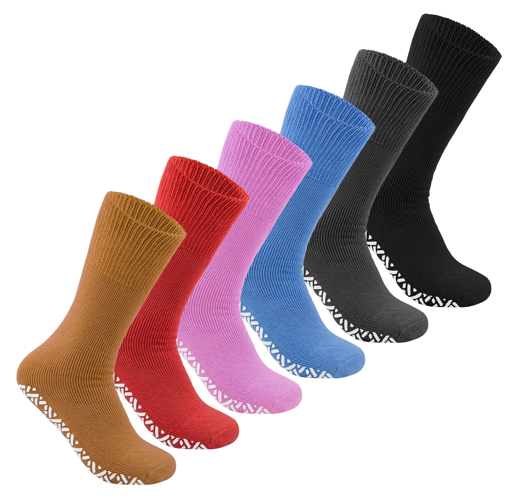6 Pairs of Women's Non Skid/slip Medical Socks, Cotton With Rubber ...