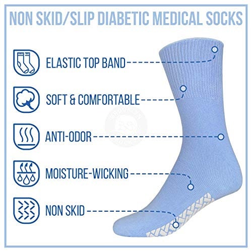 6 Pairs of Women's Non Skid/slip Medical Socks, Cotton With Rubber ...
