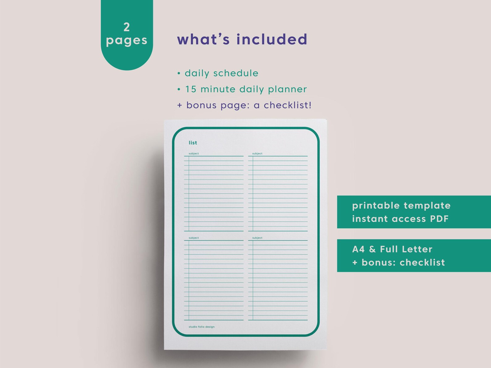 Green Daily Schedule | Template | Colourful | Printable Planner Pages ...