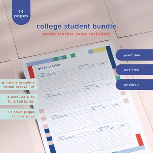 College Student Planner Printable: Undated Academic Organizer (PDF ...