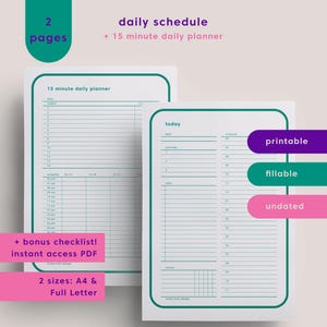 Green Daily Schedule | Template | Colourful | Printable Planner Pages ...