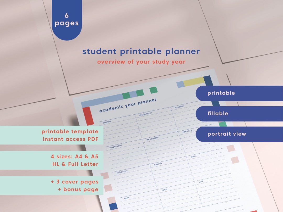Student Printable Planner Academic Planner Bundle College Student ...
