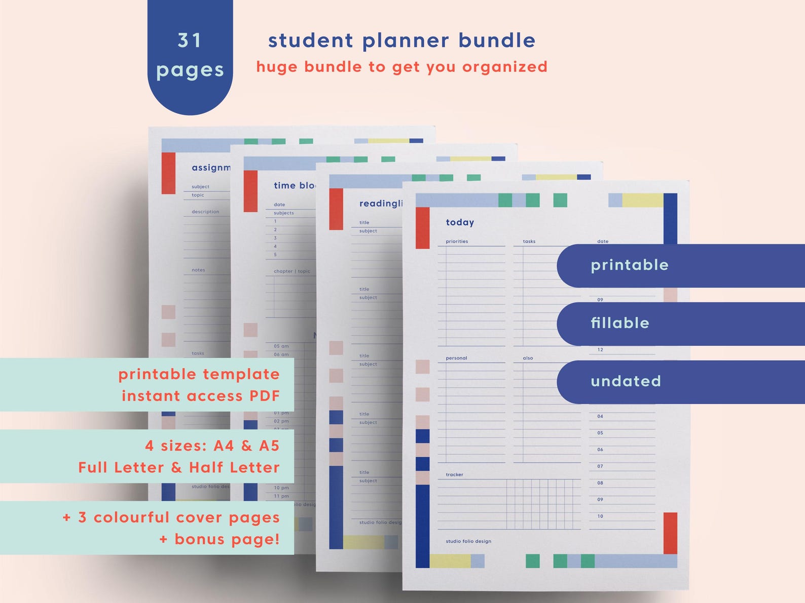 Huge Student Planner Printable | Academic Planner | College Student ...
