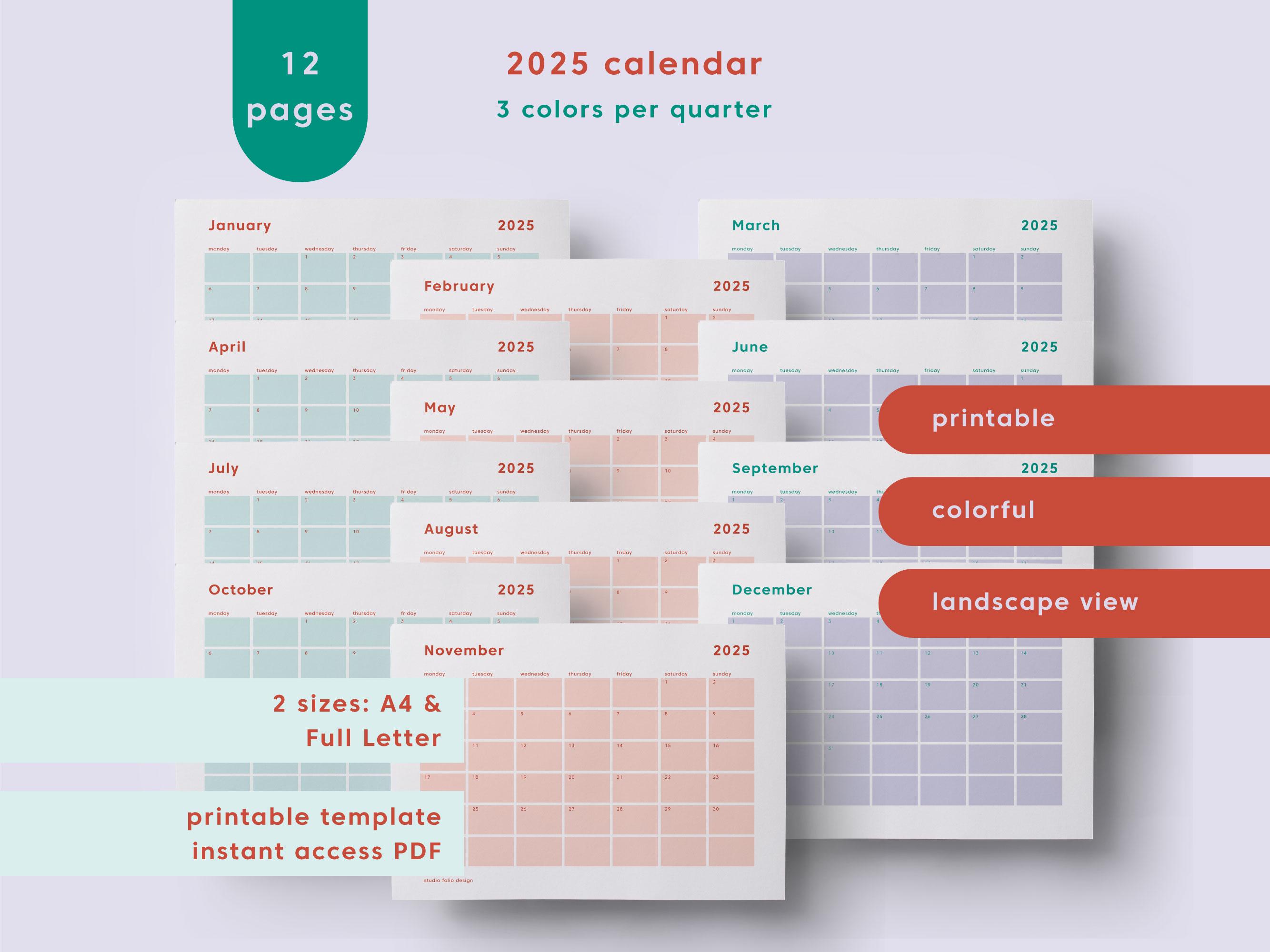 2025 Monthly Planner Printable Calendar 2025 Minimalist Colourful ...