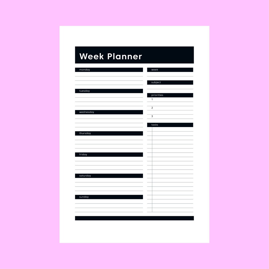 Printable Week Planner - Etsy