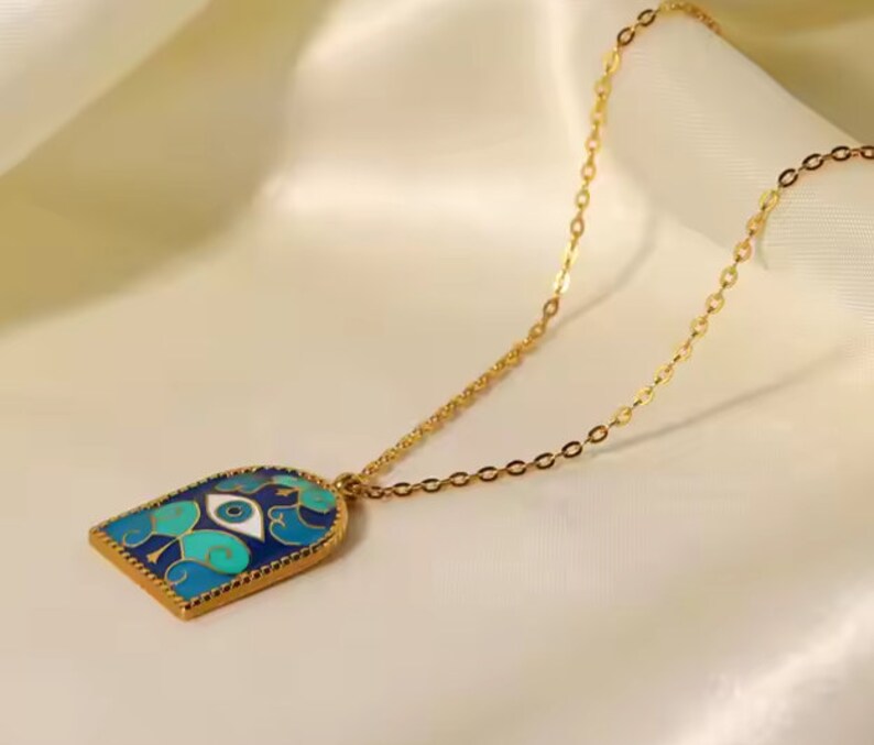 Evil Eye Necklace, Gold Plated, Stainless Steel, Tarnish Proof - Etsy