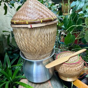 Handmade Bamboo Sticky Rice Steamer Set: Traditional Thai Cooking - Etsy