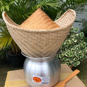 Handmade Bamboo Sticky Rice Steamer Set: Traditional Thai Cooking - Etsy