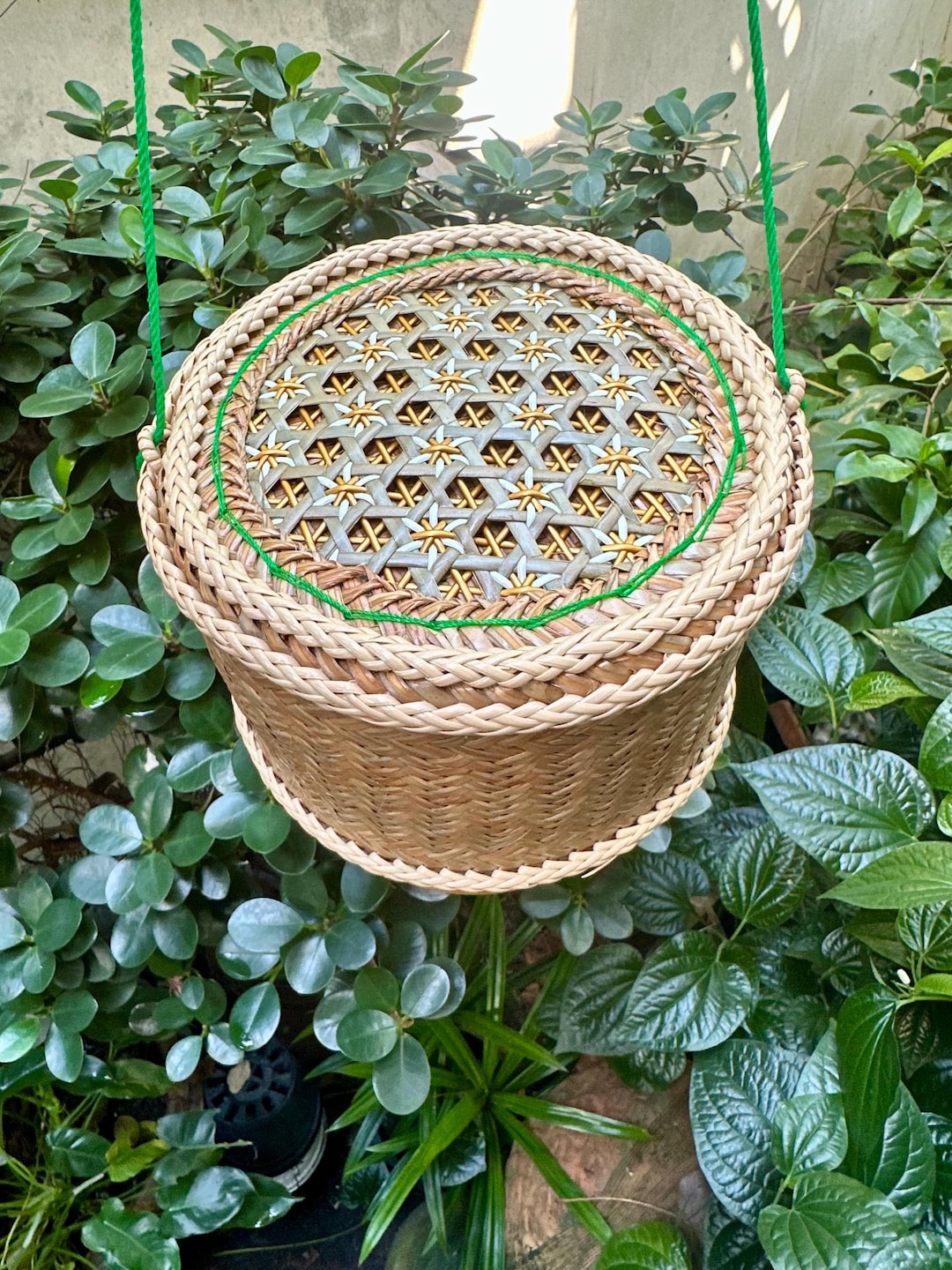 Thai Handcrafted Sticky Rice Container: Dok Mai Pikun Design (5-7 Inch ...
