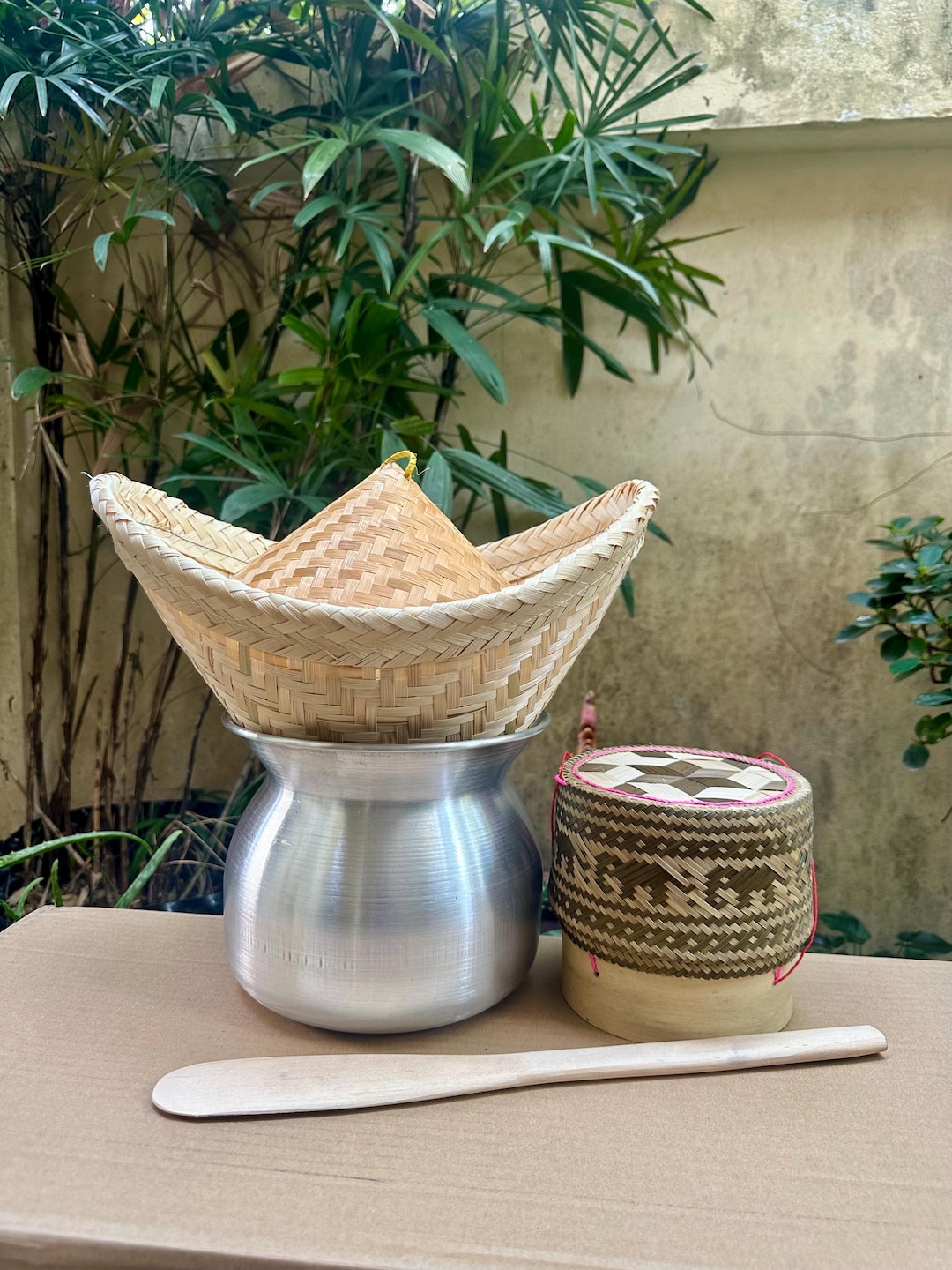 Handmade Bamboo Sticky Rice Steamer Set: Traditional Thai Cooking - Etsy