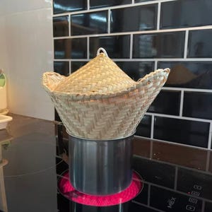 Thai Sticky Rice Steamer Handmade Set Bamboo Basket Thai Traditional ...