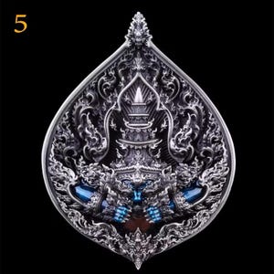 Sacred Phra Rahu Amulet - Buddhist Art Design White Bronze Frame ...