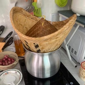 Handmade Bamboo Sticky Rice Steamer Set: Traditional Thai Cooking - Etsy
