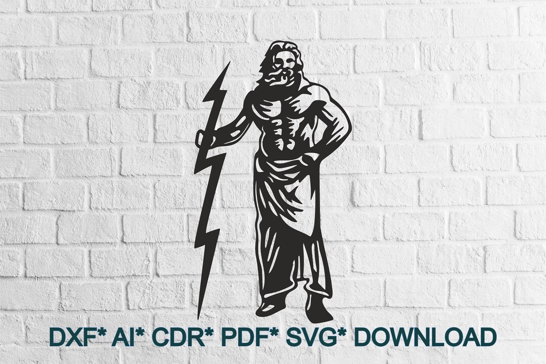 God Zeus SVG, God Cut File Laser, Dxf for Plasma, Lightning Cnc Wood ...