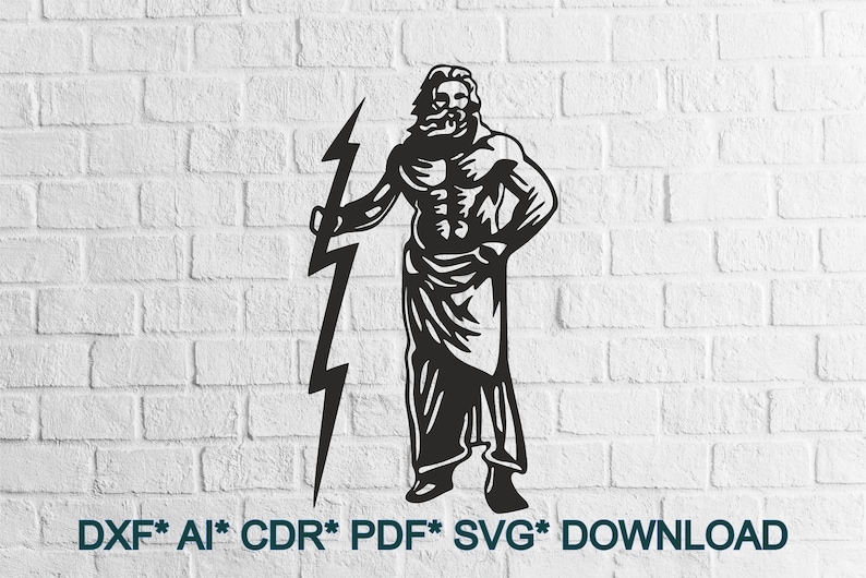 God Zeus SVG, God Cut File Laser, Dxf for Plasma, Lightning Cnc Wood ...
