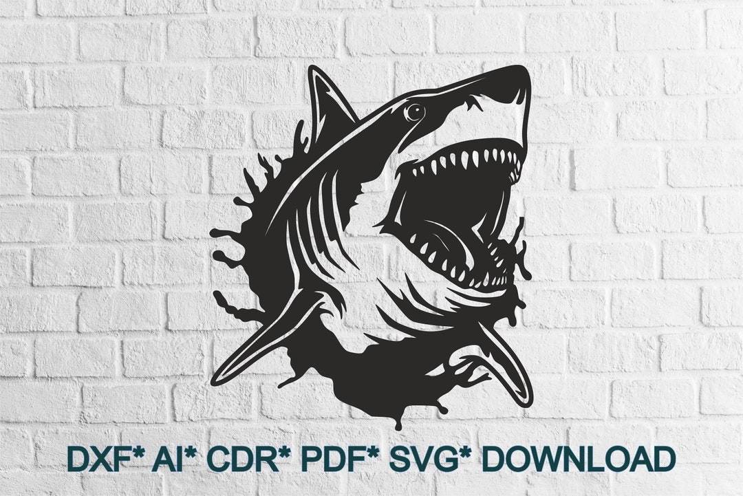 Shark SVG/DXF Animal Svgdxf Digital Download dxf, Svg, Pdf, Cdr, Ai ...