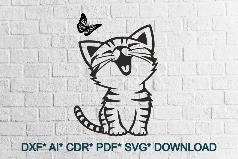 Cat SVG/DXF Animal Svgdxf Digital Download dxf, Svg, Pdf, Cdr, Ai Laser ...