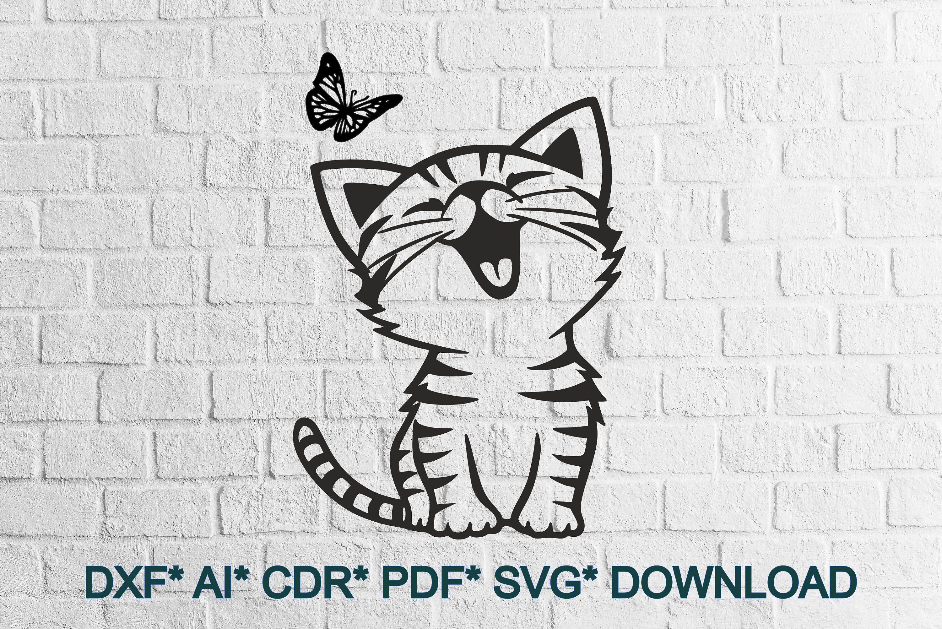 Cat SVG/DXF Animal Svgdxf Digital Download dxf, Svg, Pdf, Cdr, Ai Laser ...
