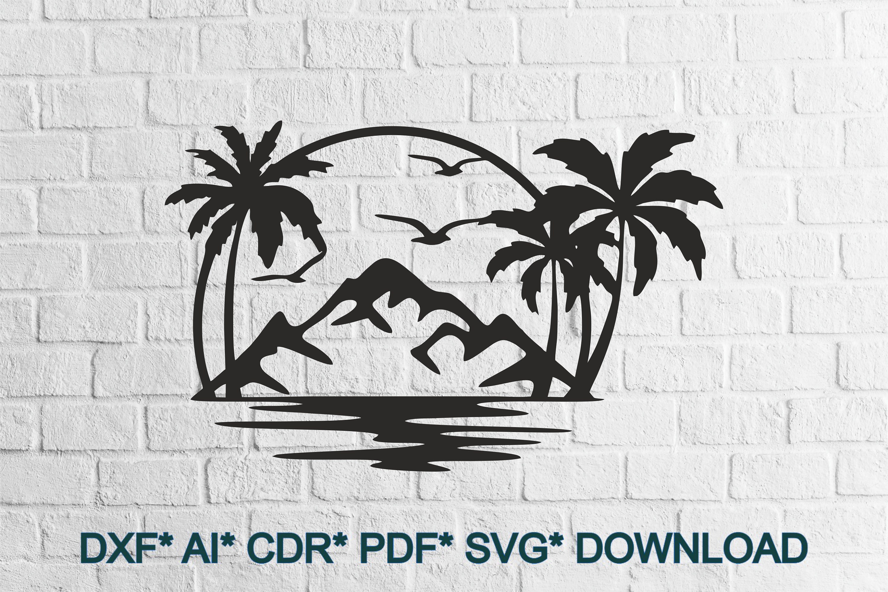 Sunset - SVG/DXF - Sun Svg\dxf - Digital Download (dxf, Svg, Pdf, Cdr ...