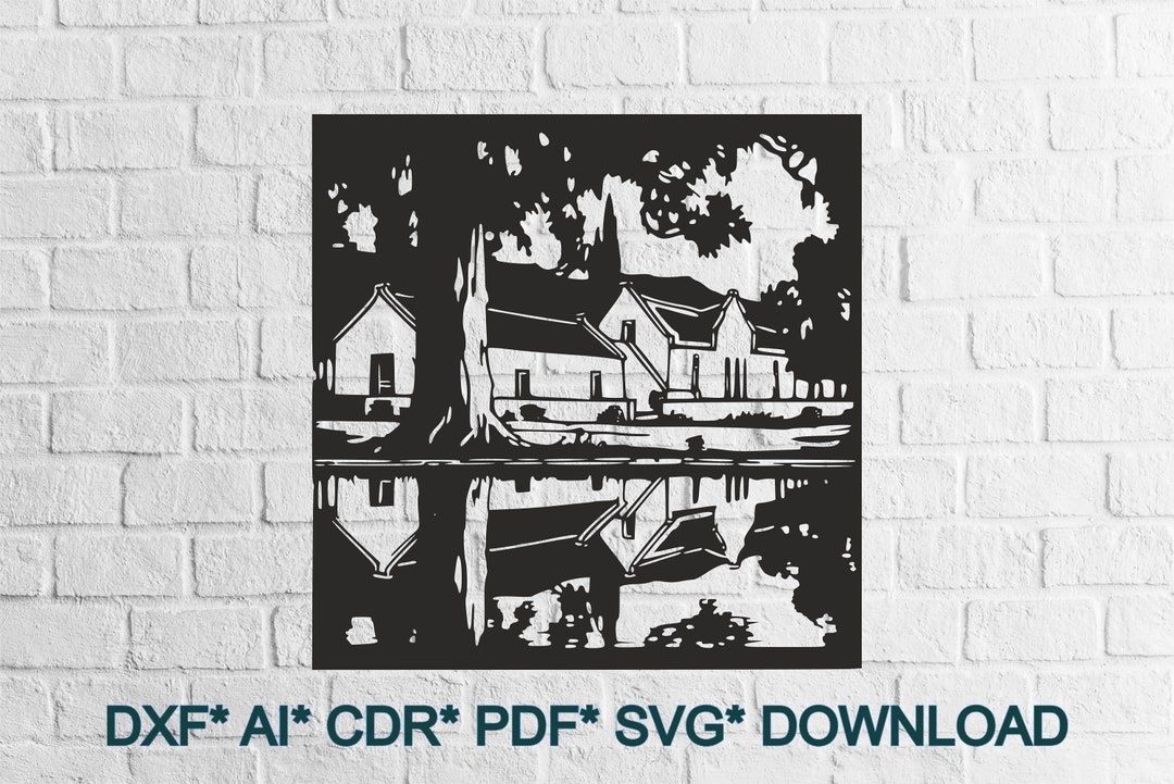 Villa SVG, Stream Cut File Laser, Dxf for Plasma, Tree Cnc Wood Wall ...