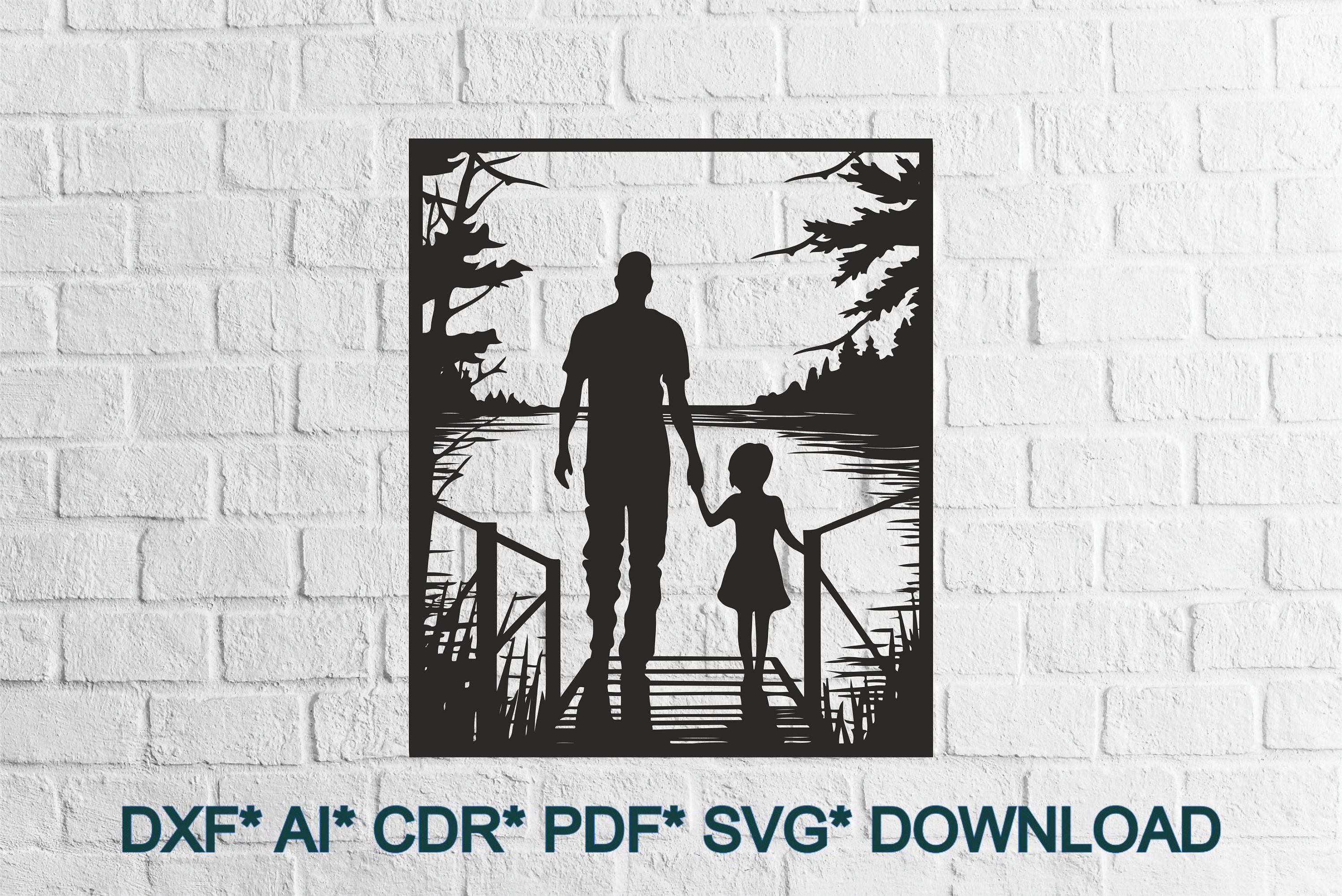 Father SVG, Daughter Cut File Laser, Dxf for Plasma, Pond Cnc Wood Wall ...