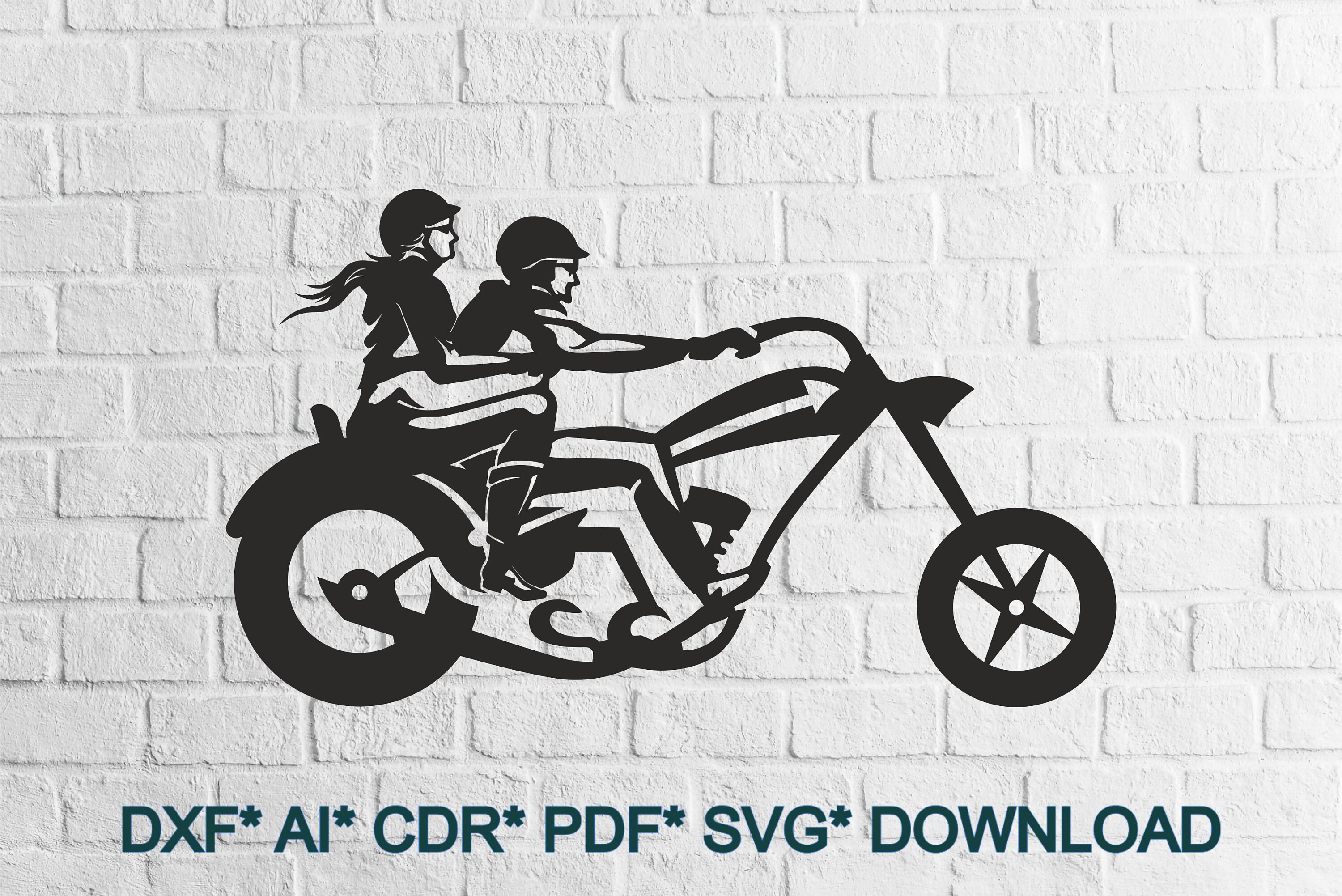 Motorbike SVG, Couple Cut File Laser, Dxf for Plasma, Riders Cnc Wood ...