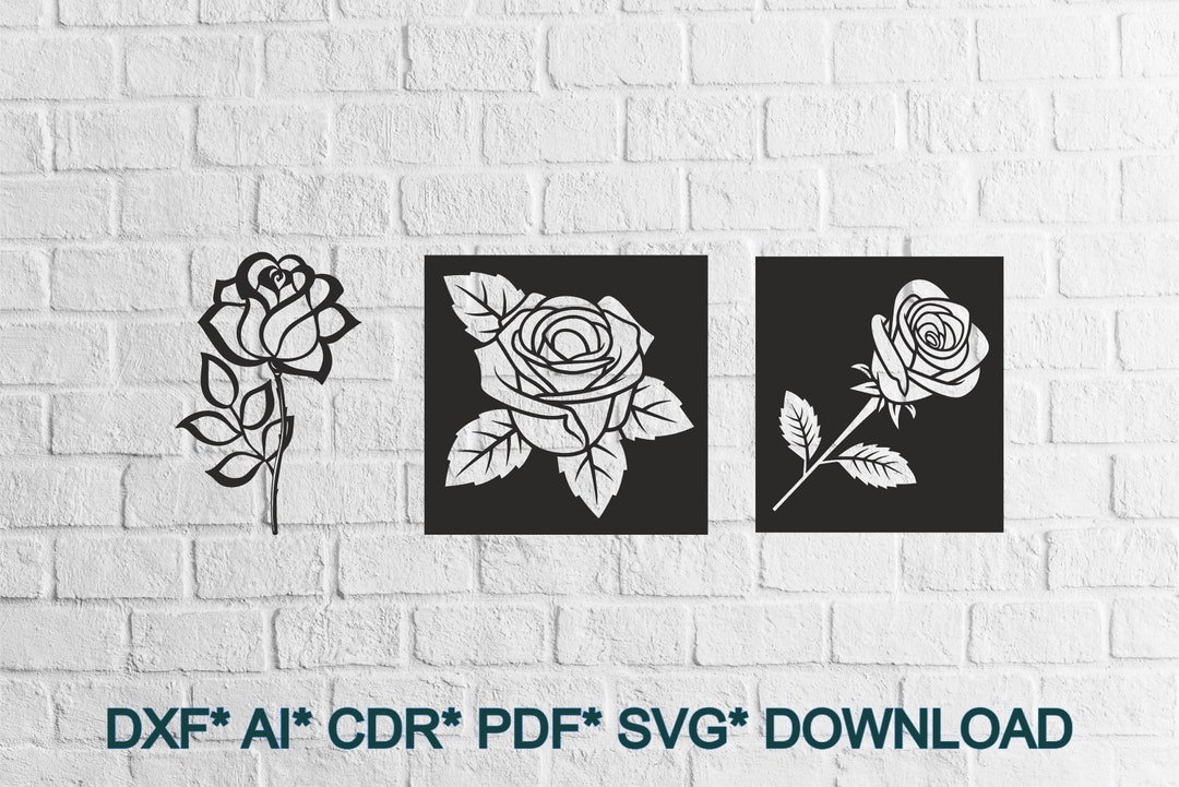 Rose SVG/DXF Digital Download dxf, Svg, Pdf, Cdr, Ai Laser CNC Plasma ...