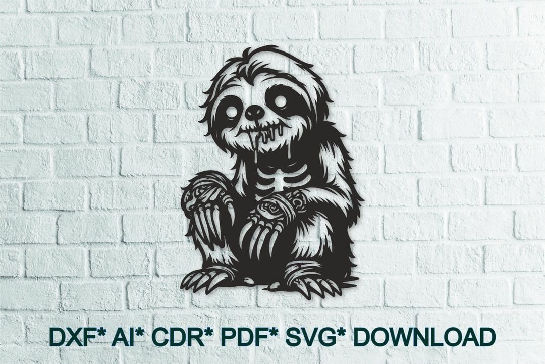 Halloween Zombie Sloth Digital Files – Sloth SVG ,sloth DXF - Zombie ...