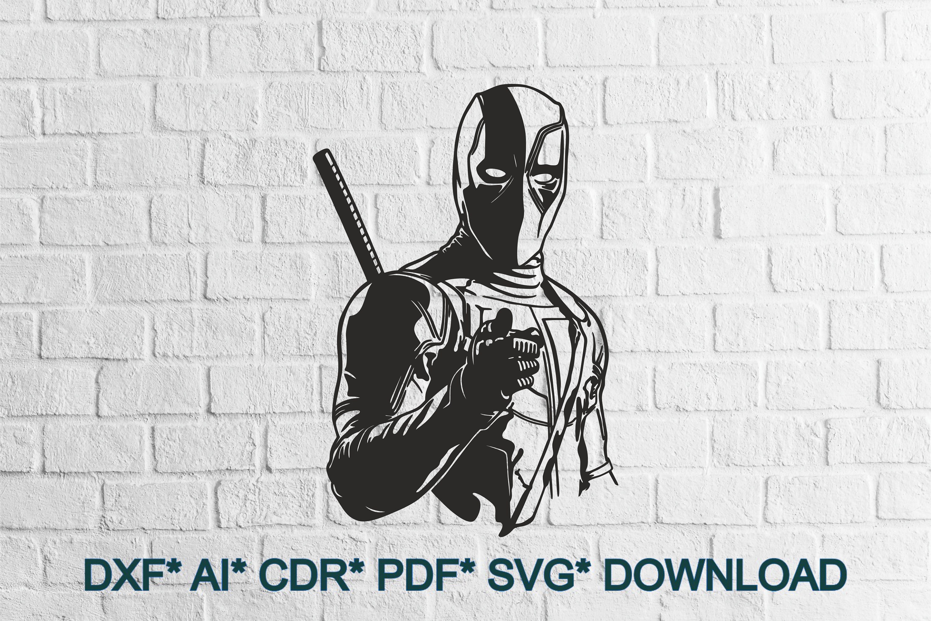 Deadpool SVG, Plotterdatei Laser geschnitten, dxf für Plotter, X-men ...