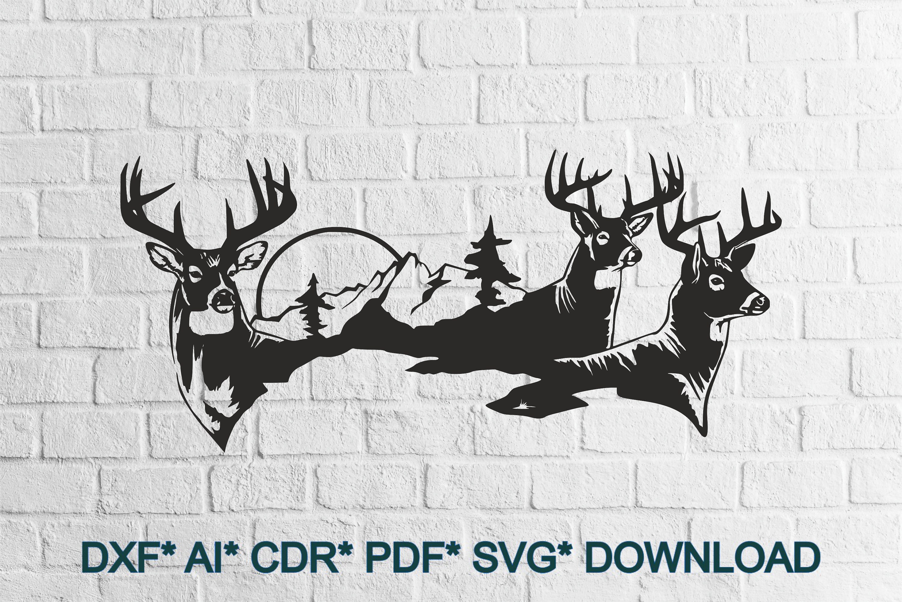 Deer SVG DXF, Animals Cut File Laser, Dxf for Plasma, Tree Cnc Wood ...