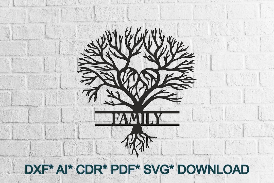 Family Tree SVG, Tree Cut File Laser, Dxf for Plasma, Family Cnc Wood ...