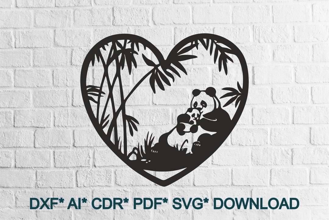 Panda SVG DXF, Animals Cut File Laser, Dxf for Plasma, Panda Cnc Wood ...