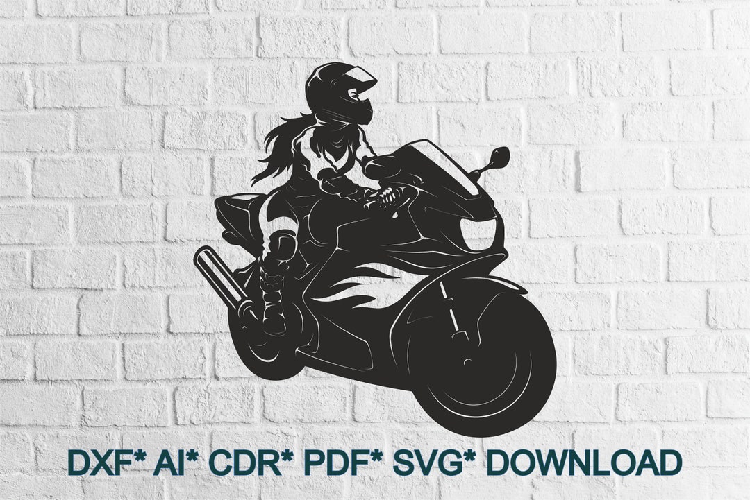 Motorbike SVG, Woman Cut File Laser, Dxf for Plasma, Rider Cnc Wood ...
