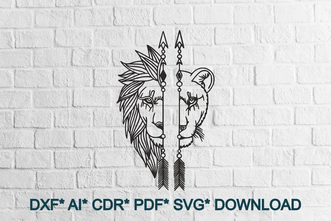 Lion SVG DXF, Animals Cut File Laser, Dxf for Plasma, Lion Cnc Wood ...