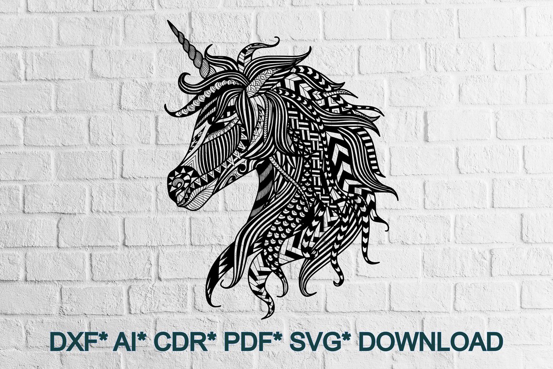 Unicorn SVG DXF, Animals Cut File Laser, Dxf for Plasma, Unicorn Cnc ...