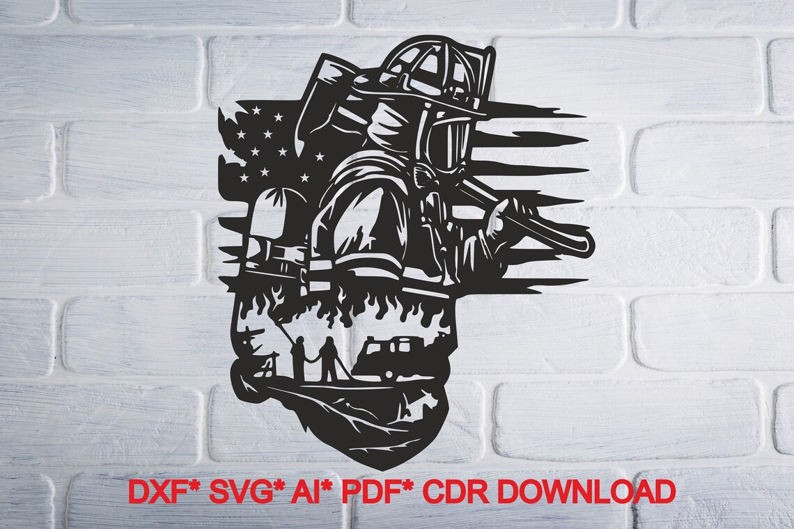 Fireman SVG, Fire Cut File Laser, Dxf for Plasma, Fireman Cnc Wood Wall ...