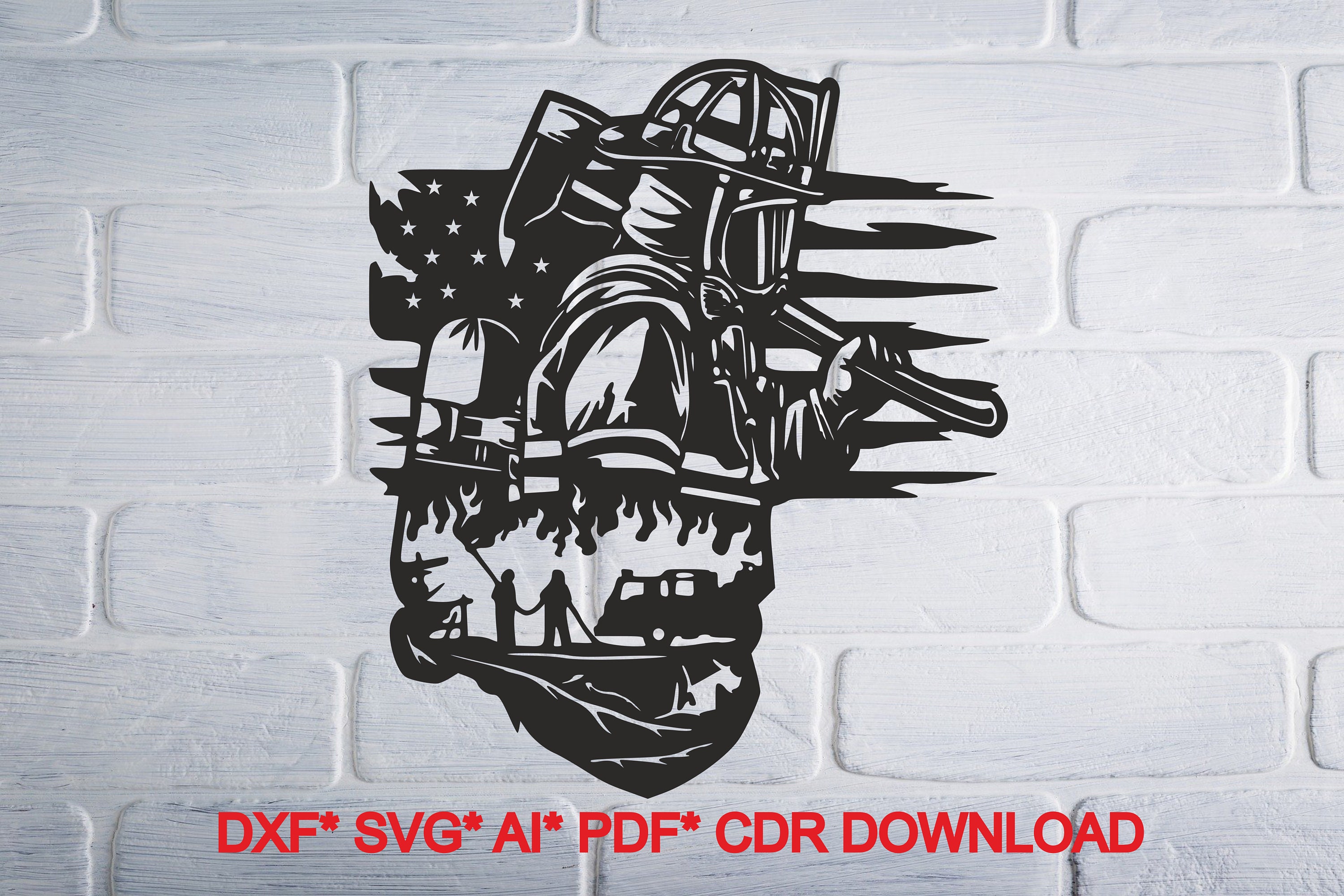 Fireman SVG, Fire Cut File Laser, Dxf for Plasma, Fireman Cnc Wood Wall ...