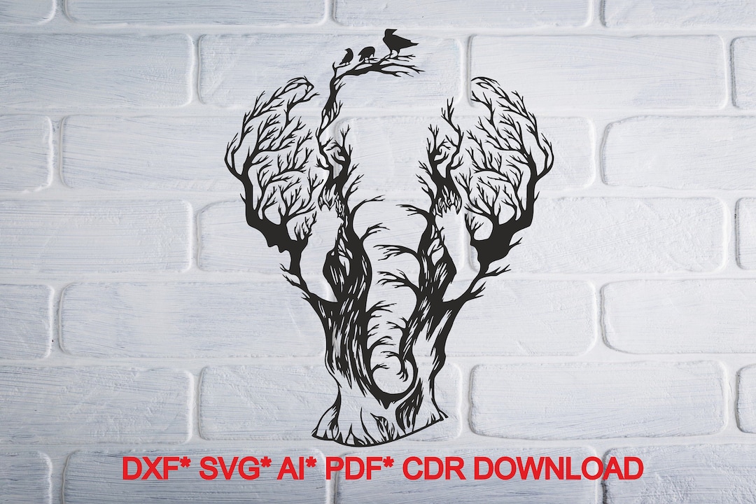 Elephant SVG DXF, Animals Cut File Laser, Dxf for Plasma, Tree Cnc Wood ...