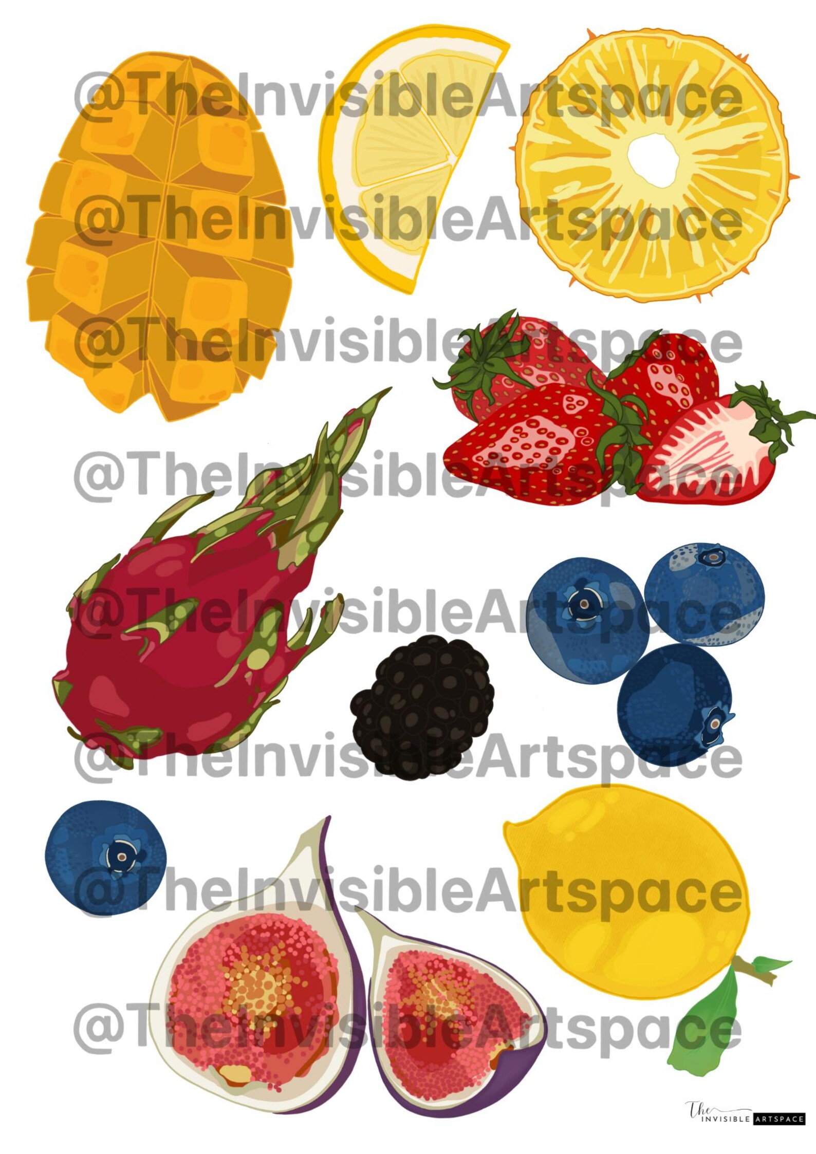 Fruit Digital Clip Art, Fruit Bundle Design Art, Downloadable Fruit ...