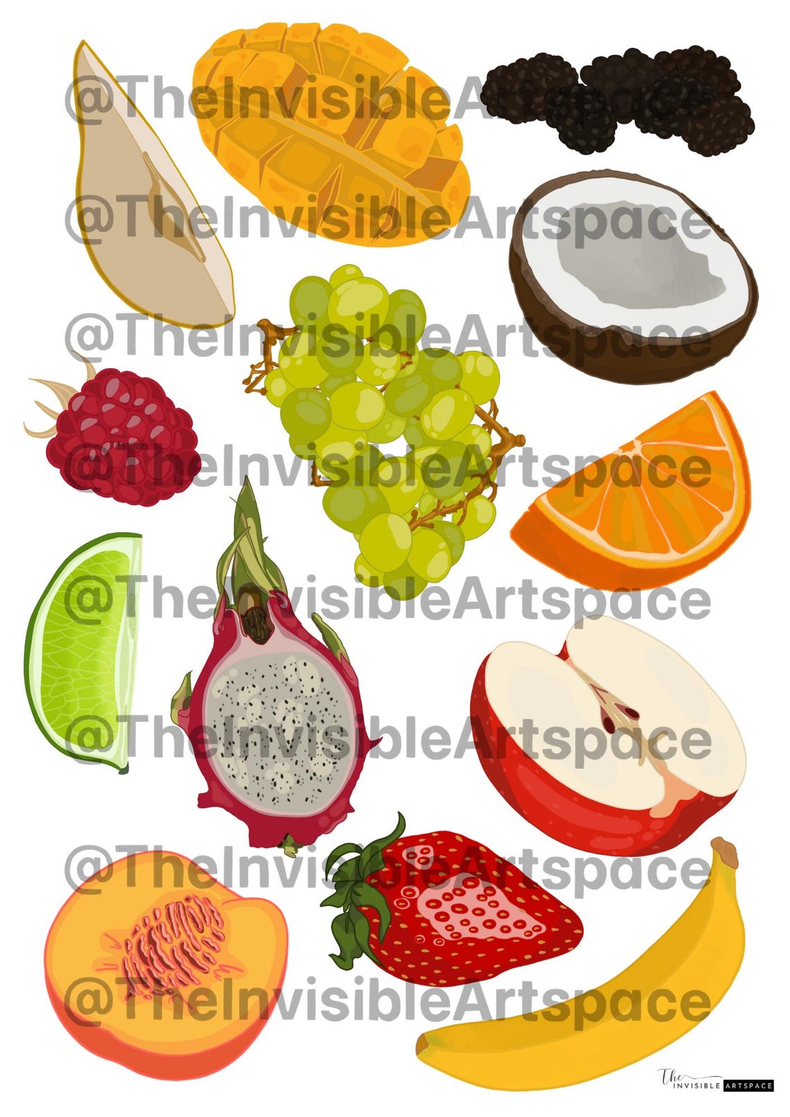 Fruit Digital Clip Art, Fruit Bundle Design Art, Downloadable Fruit ...
