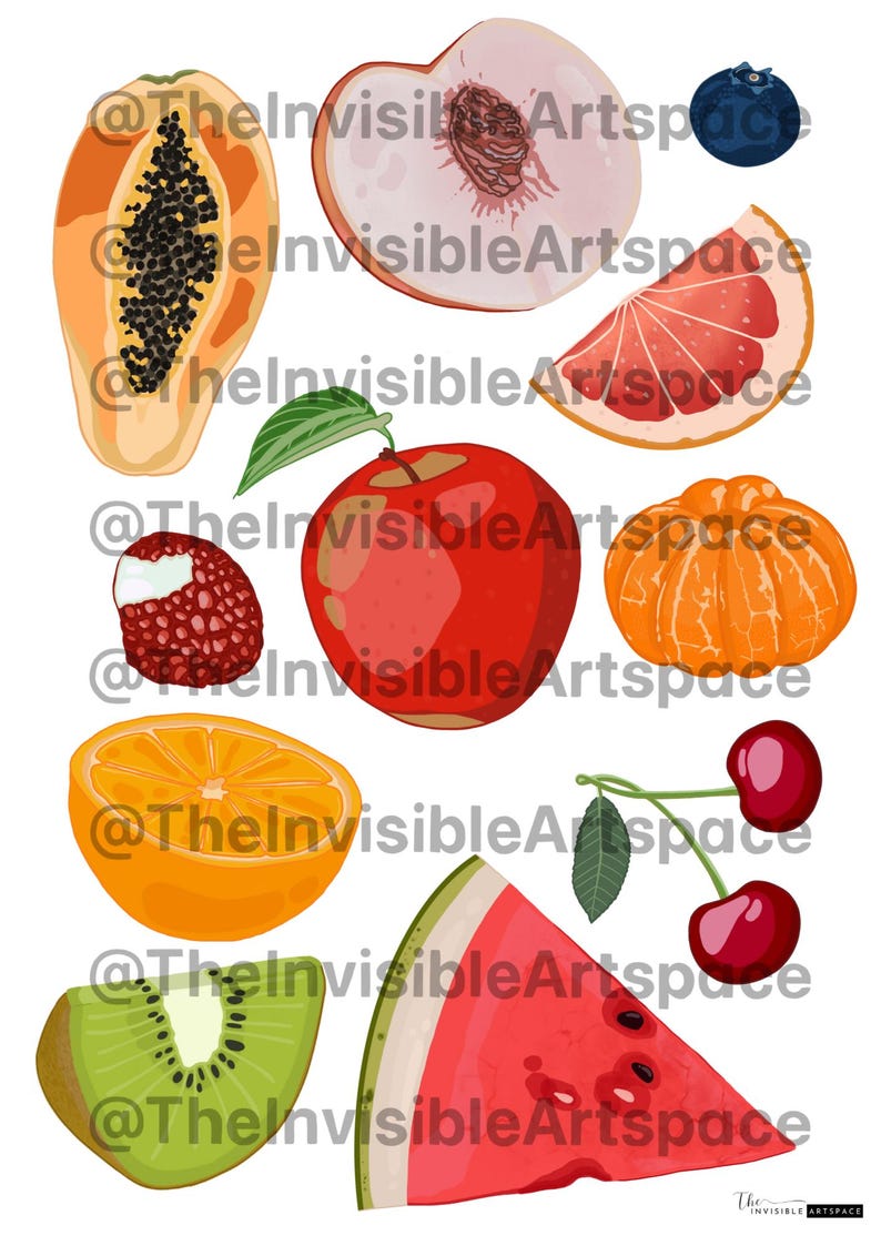 Fruit Digital Clip Art, Fruit Bundle Design Art, Downloadable Fruit ...