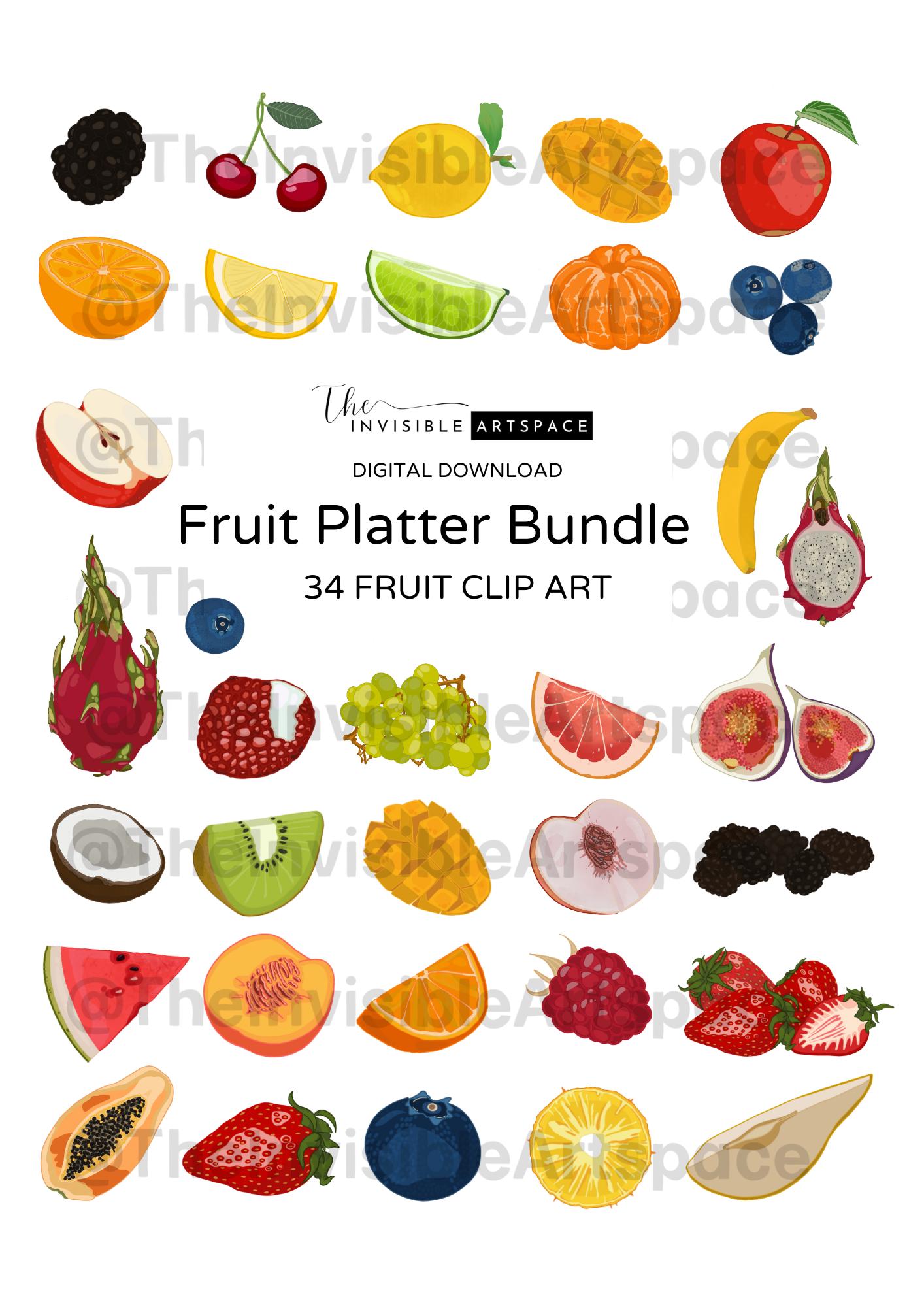 Fruit Digital Clip Art, Fruit Bundle Design Art, Downloadable Fruit ...