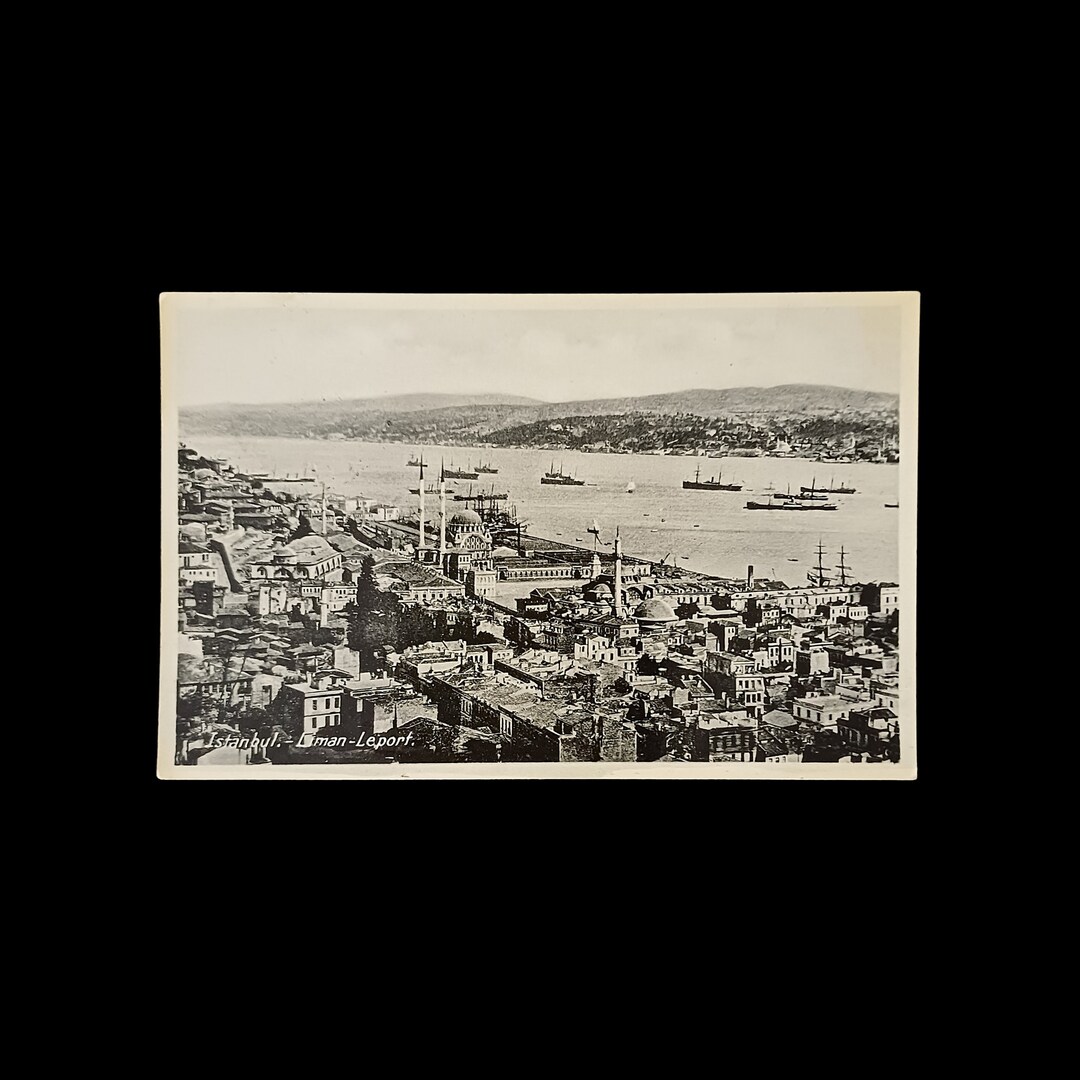 Black and White Merchant Ships, Vintage Istanbul Postcard, 1930s ...